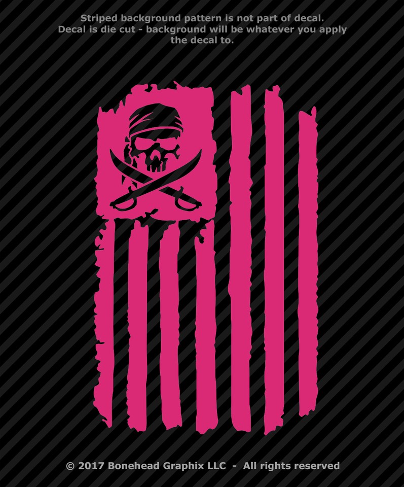 Pirate Skull Distressed Flag Jolly Roger L-XL Vinyl Decal Sticker - 25 ...