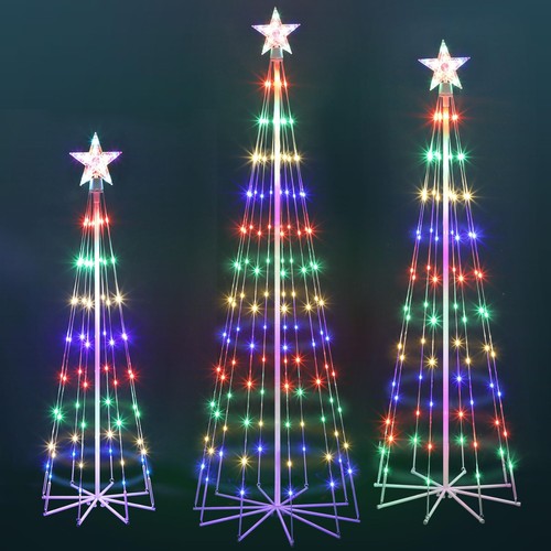 3 Pack LED Animated Outdoor Christmas Tree, 3'+4'+5' Multicolor ...