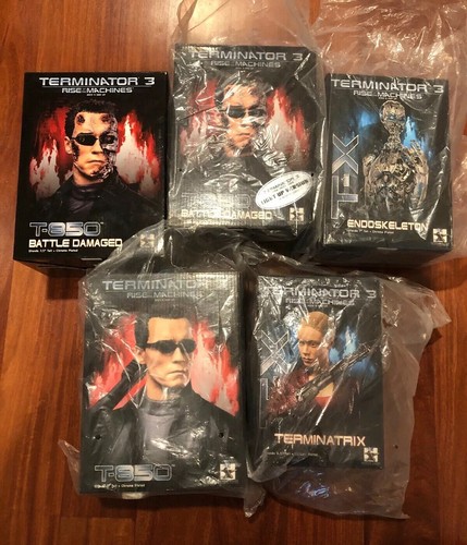 Terminator 3 Complete Set Of 5 T-850 T-X Mini Bust 7" Gentle Giant ...
