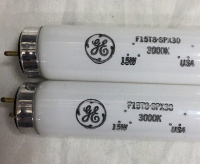 F15T8/SPX30 / F15T8/D30 Warm White 3000K 15W 18” Fluorescent Bulb GE ...