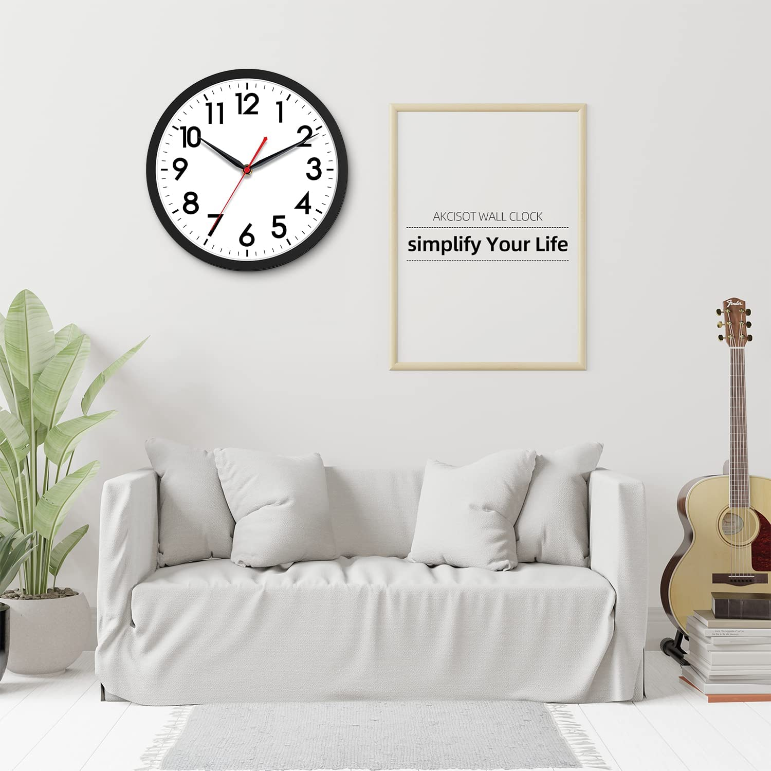 AKCISOT Wall Clock 10 Inch Silent Non-Ticking Modern Clocks Battery ...