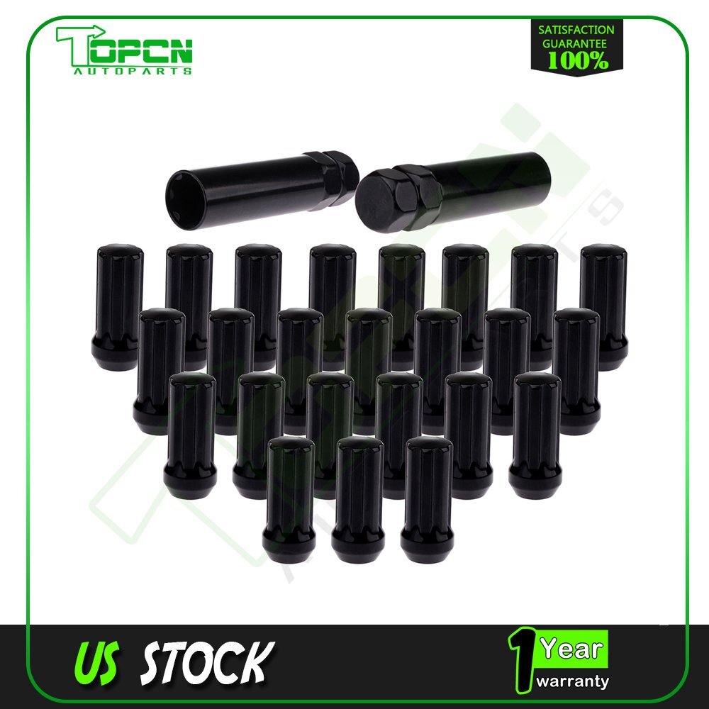 24 x Black 14x2.0mm 7 Splines Lug Nuts For Ford Expedition F-150 ...