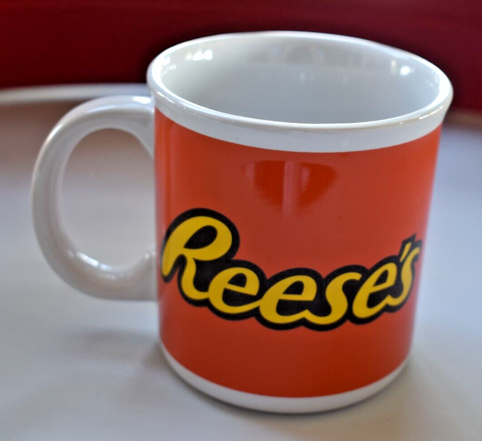 REESE'S Logo Coffee Cup Mug Orange White Galerie Small Hershey's 3.5"H ...