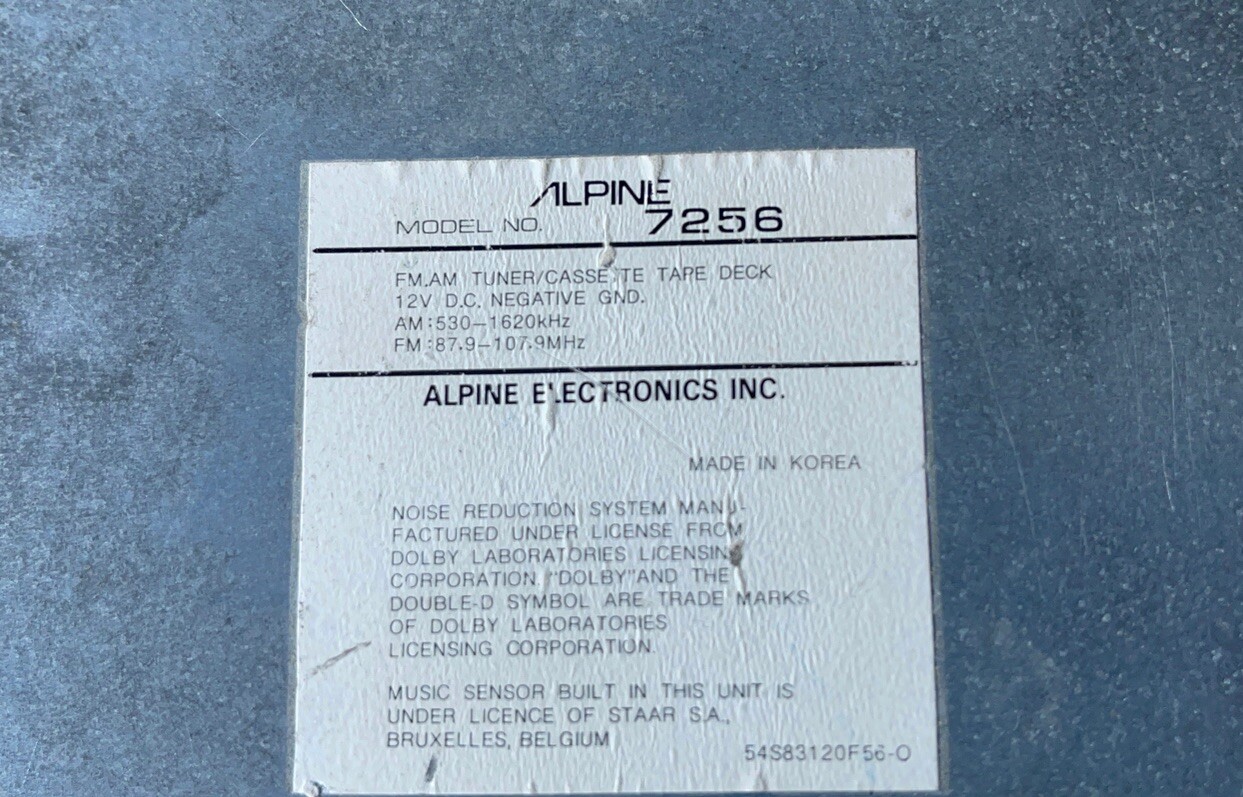 VINTAGE ALPINE 7256 CAR AUDIO STEREO 2 KNOB OLD SCHOOL CASSETTE RARE SQ ...