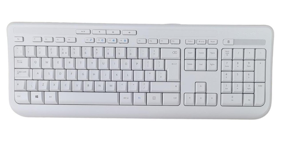 Microsoft Wired USB Keyboard 600 UK QWERTY Layout Spill Resistant White ...