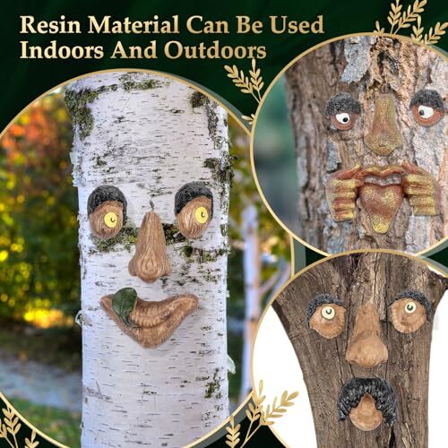 3 Pack Tree Face Decor Outdoor with 20 Screws, Tree Face Outdoor ...