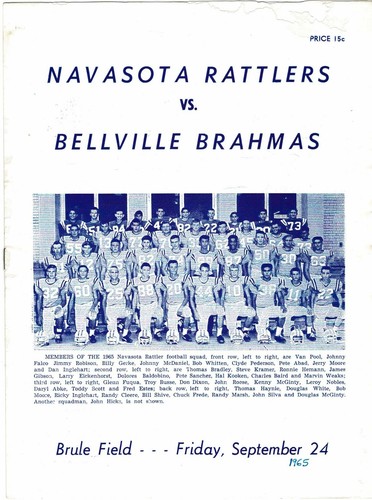 1965 BELLVILLE BRAHMAS vs NAVASOTA (TEXAS) High School FOOTBALL Program ...