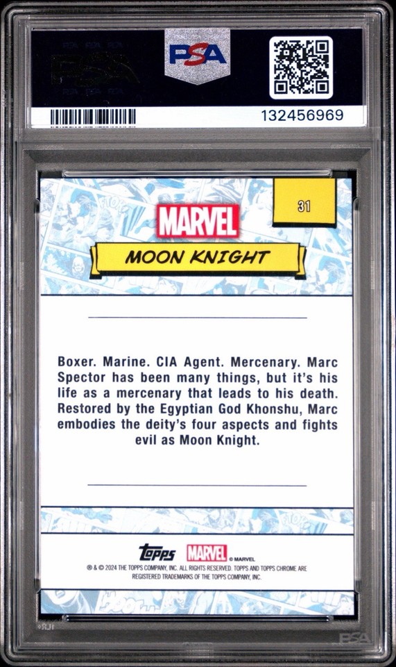2024 Topps Chrome Marvel Moon Knight Blue Wave Refractor /150 PSA 10 ...