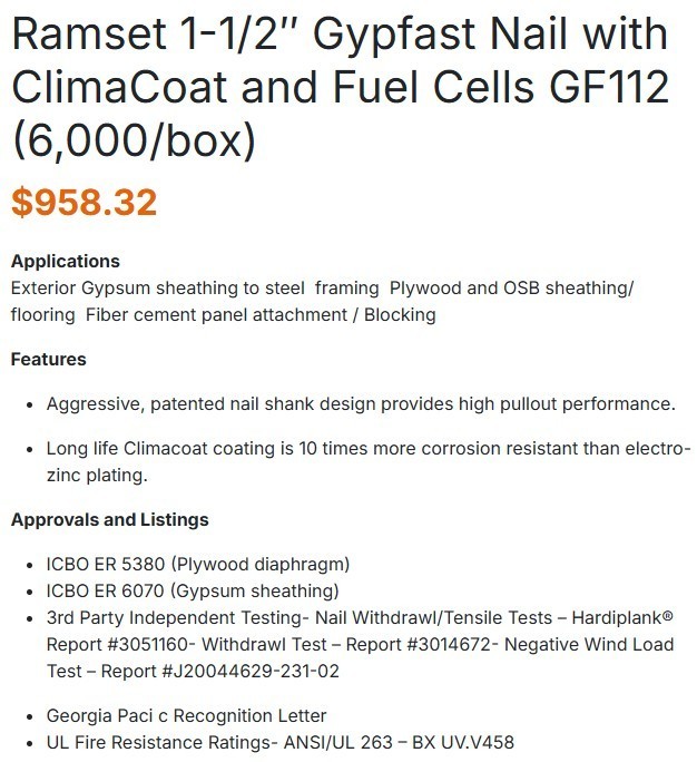 Ramset 38mm (1-1/2″ Gypfast Coil Nails GF112 (Box of 6,000) Suits ...