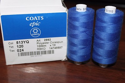Thread Coats Epic 120, 1 box - 10spools, 100% Polyester Corespun, Col ...