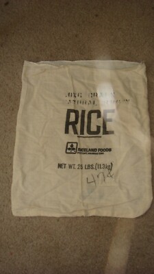 MD-40 Vintage 25 Lb Rice Bag Wrinkled Stains Riceland Foods FREE SHIP ...