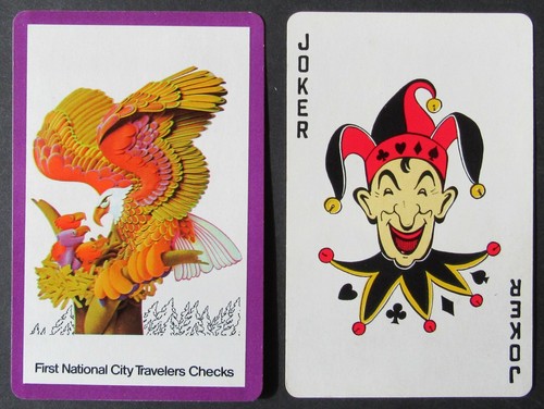 Jokers 2 Single Swap Cards Pair First National City Travelers Checks Ad ...