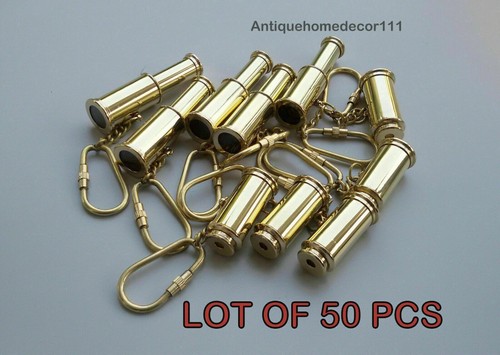 Lot of 50 Pcs Handmade Nautical Brass Antique Telescope Key Chain Key ...