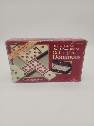 Cardinal Premier Edition Double Nine Jumbo Color Dot Dominoes & Vinyl ...