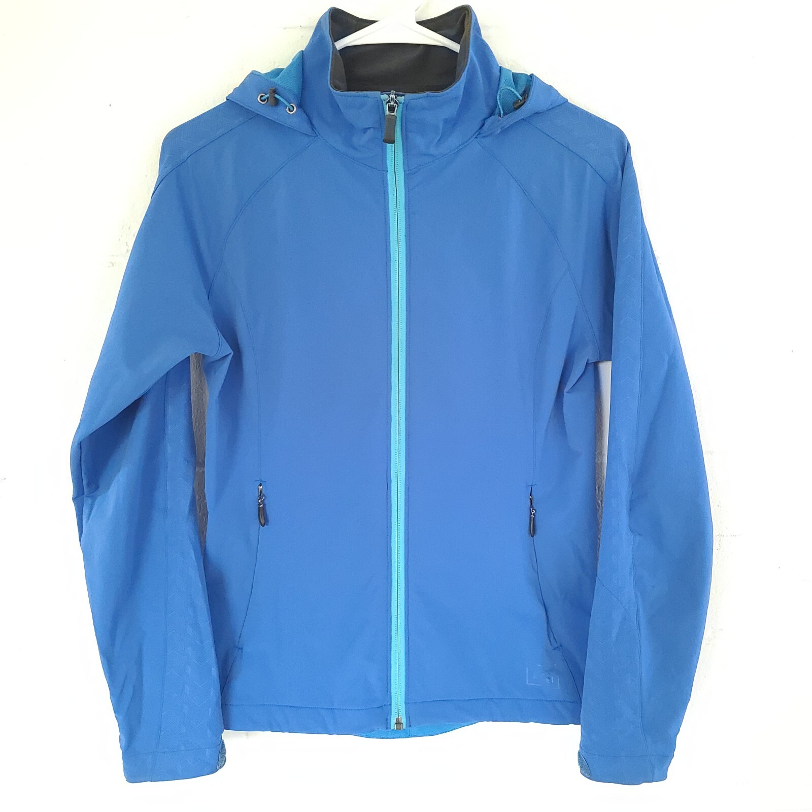 REI Bright Blue Softshell Hooded Jacket Size Extra Sm… - Gem