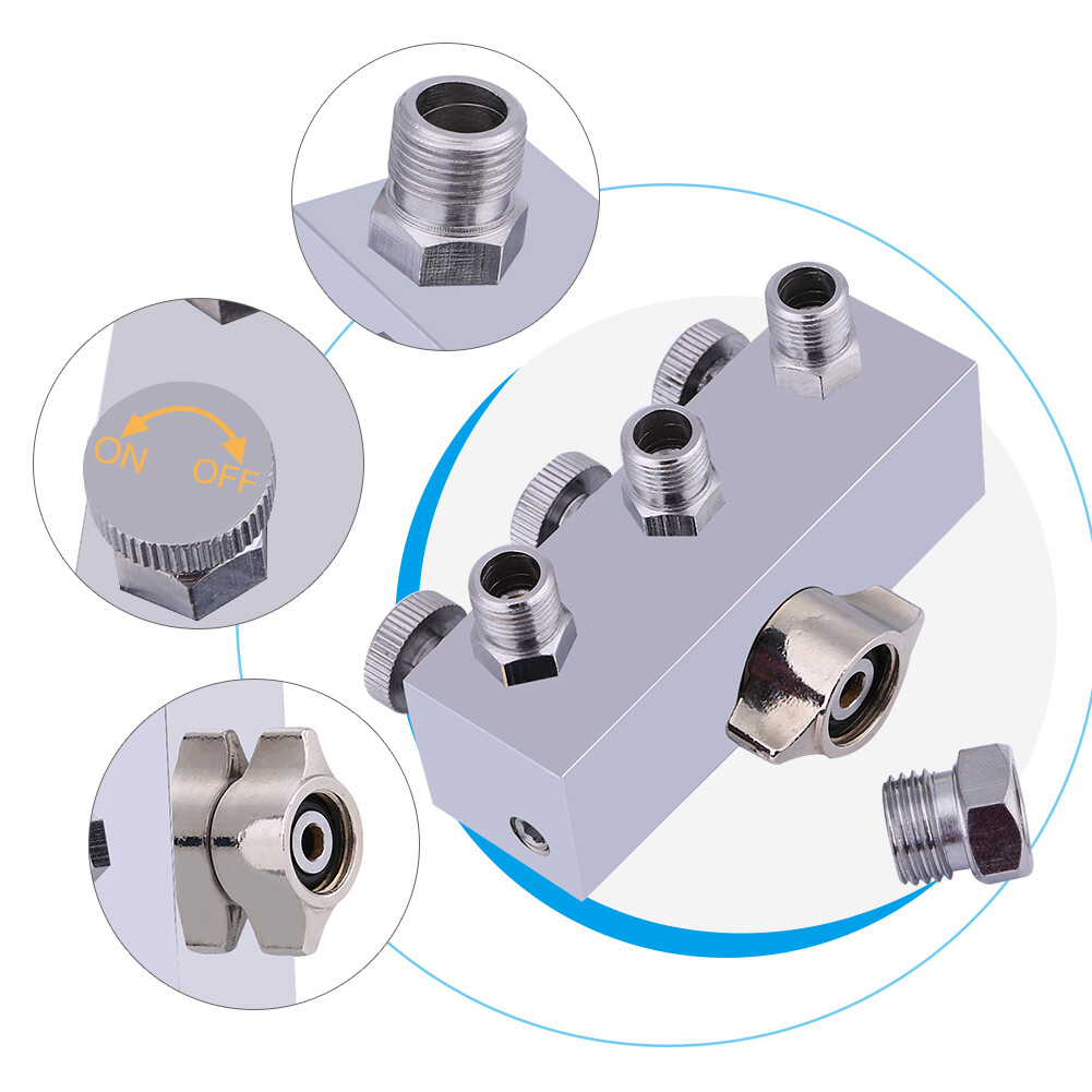 3-Way Airbrush Air Hose Splitter Adjust Air Regulation Valve Knob Spare ...
