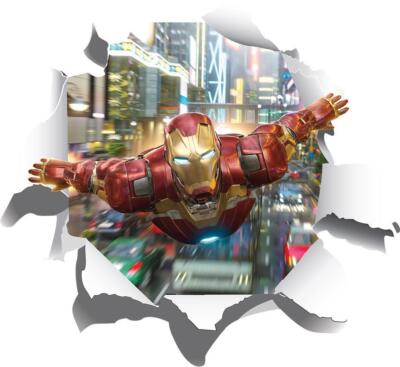 Iron Man 3D Ripped Paper Decal WALL STICKER Art Decor Marvel Avengers ...
