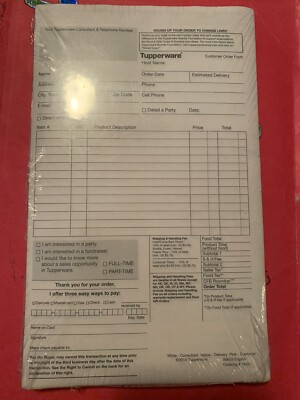 Tupperware Customer Order Forms Carbon Copy Yellow And Pink (1 PACK OF ...