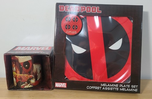 NEW LOT Of Deadpool Face 4-Pack Plastic Plates & A Ceramic Mug NEW ...