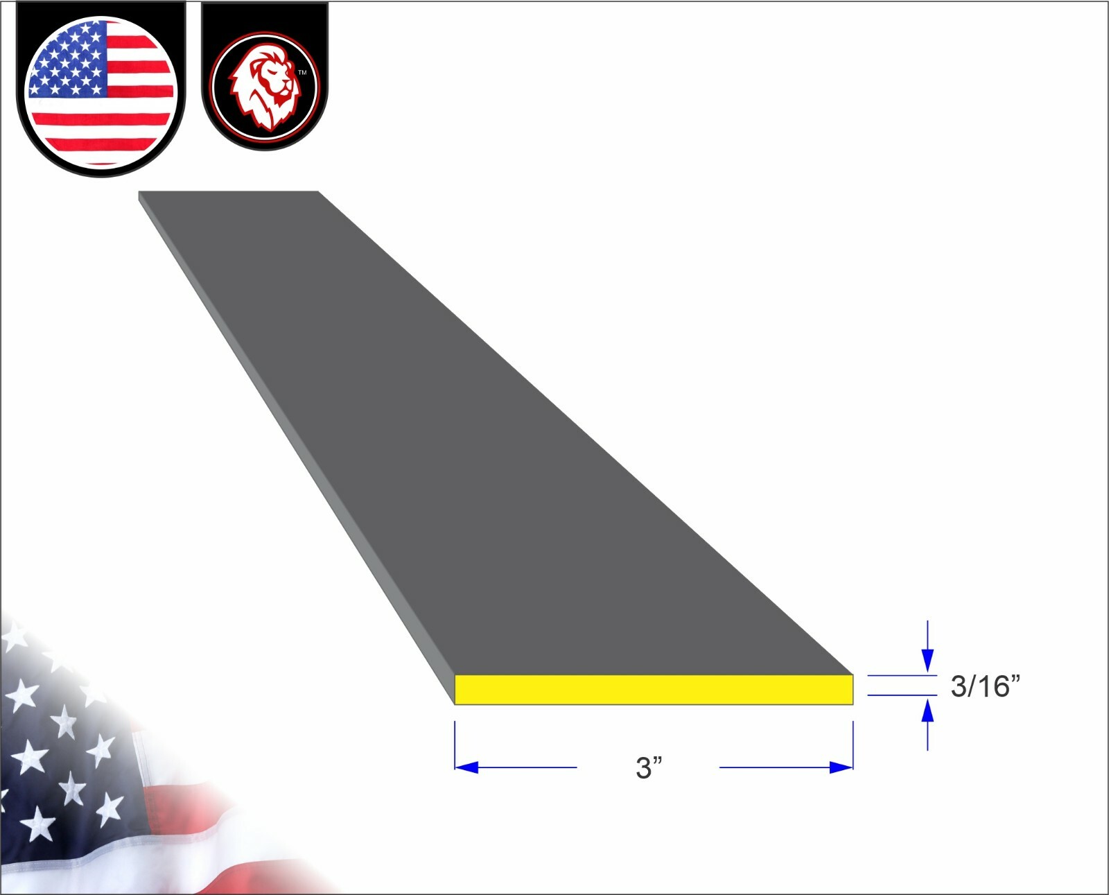 3/16" x 3" Steel Flat Bar - Flat Metal Stock - Mild Steel - 12" Long (1 ...