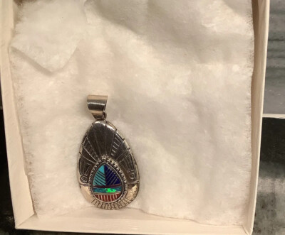 Vintage Womens Jewelry Sterling Silver Pendant 925 Southwest Turquoise ...