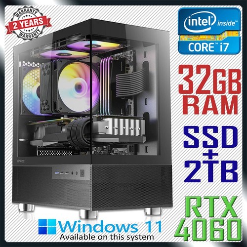 Intel Core i7 Quad Gaming PC RTX 4060 Computer 32GB RAM SSD + 2TB ...