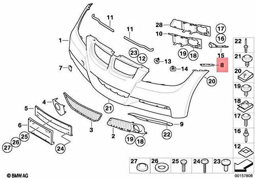 Genuine BMW E90 E91 316d 316i 318d 318i Insert Bumper Front Left ...