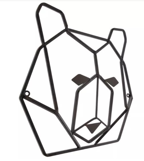 Rust Geometric Bear Head Metal Wall Decor Perfect for Wildlife-Themed ...