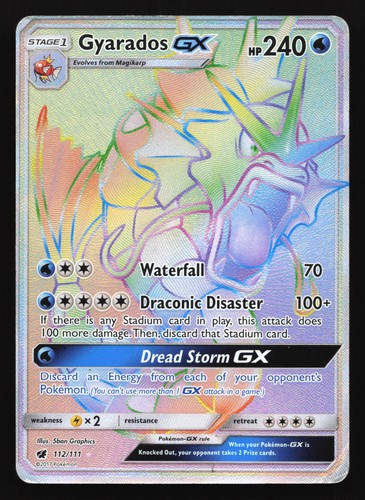Gyarados GX 112/111 SM - Crimson Invasion Rainbow Secret Rare Pokemon ...