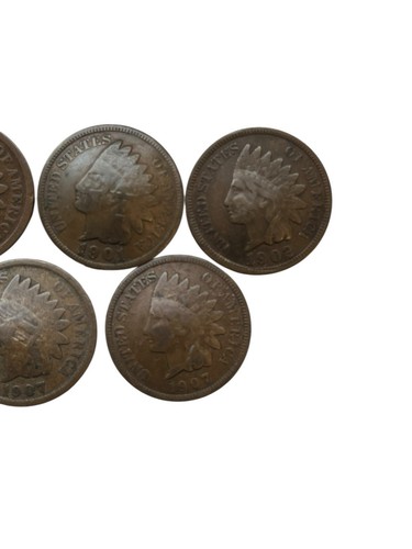 Set of 5 Indian Head Penny Button Covers 1899 1901 1902 1907 Vintage ...