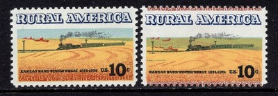 US 1506 normal stamp & stamp with color shifts - mnh 10 cts Rural ...