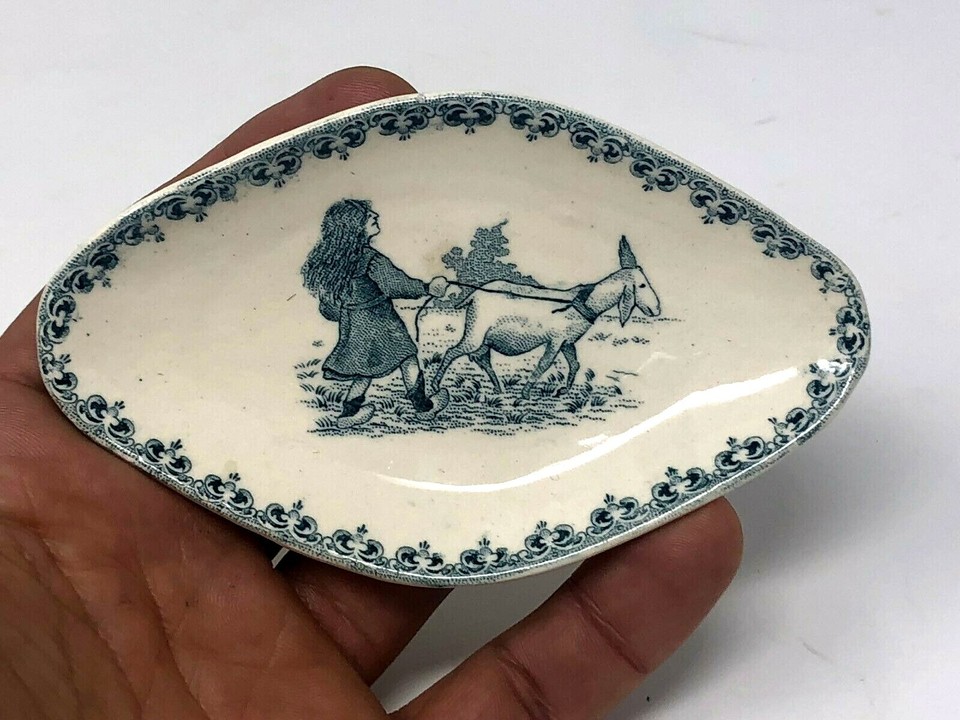 St Amand Nord Hamage Faience Young Girl & Sheep & Toy & Platter ...