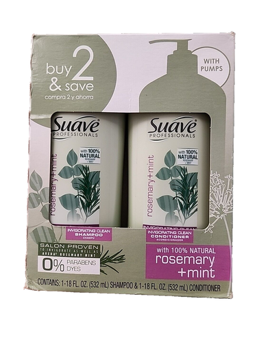 Suave Frizz Control Shampoo & Conditioner Set Rosemary & Mint 18 oz ...