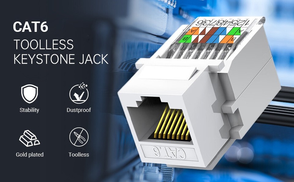 Rj45/Cat6 Tool-Less Keystone Jack Connector Adapter, Keystone Module ...