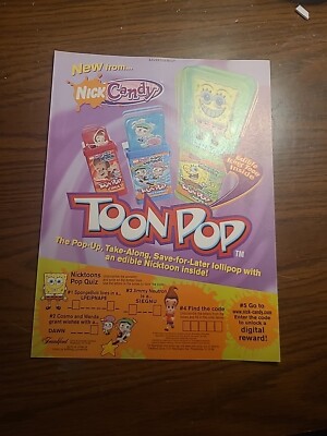 Nickelodeon Toon Pop Candy Spongebob Jimmy Print Ad 2004 8x11 Great To ...