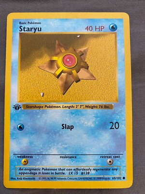 MINT Staryu 65/102 1ST EDITION Base Set SHADOWLESS Pokemon Card A2 | eBay