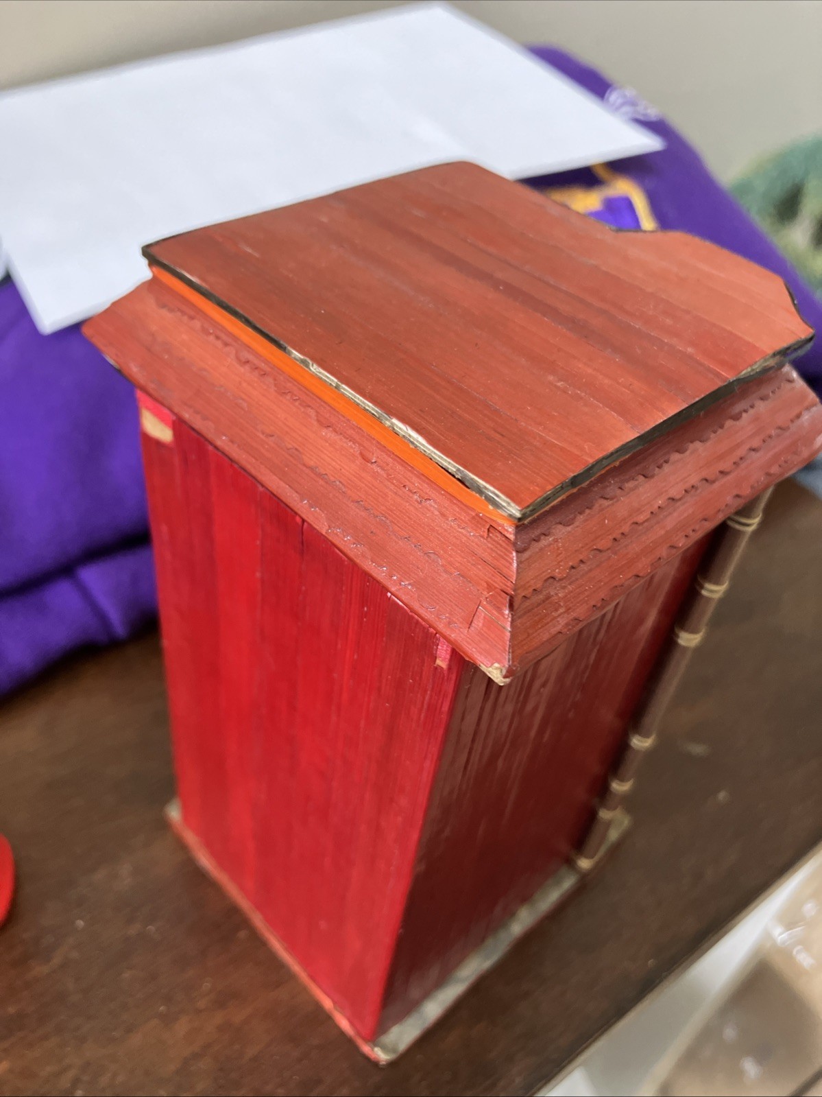 Vintage Red San Francisco Row House Wheat Straw Trinket Box REO Meow ...