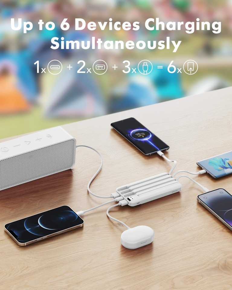 Portable Charger with Built in Cables, Power Bank with Cords Wires ...
