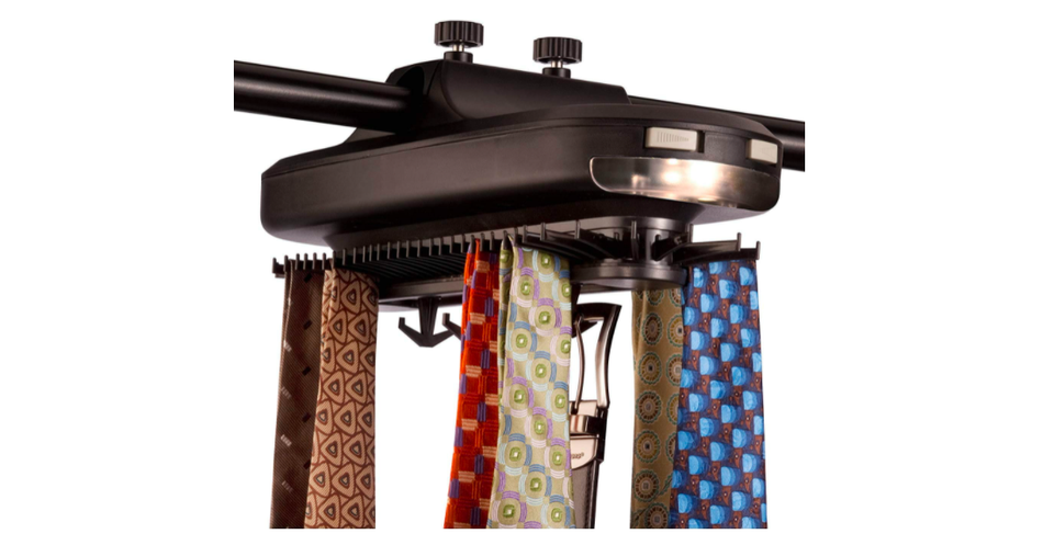 Motorized Tie Rack LED Lights Rotating Standard Rods Fit Hanger Closet ...