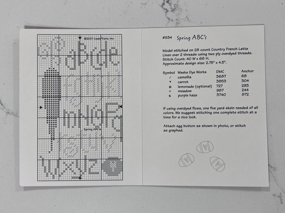 Lizzie Kate Spring ABC's Easter #S34 Cross Stitch Leaflet NEW | eBay