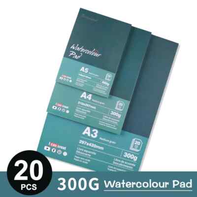 A3/A4/A5 Watercolour Pad 300G 20 Sheets Premium Quality Canvas Paper ...