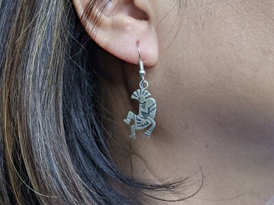 Navajo Silver Overlay Dangle Earrings Sterling Silver Jewelry Irvin Gene | eBay