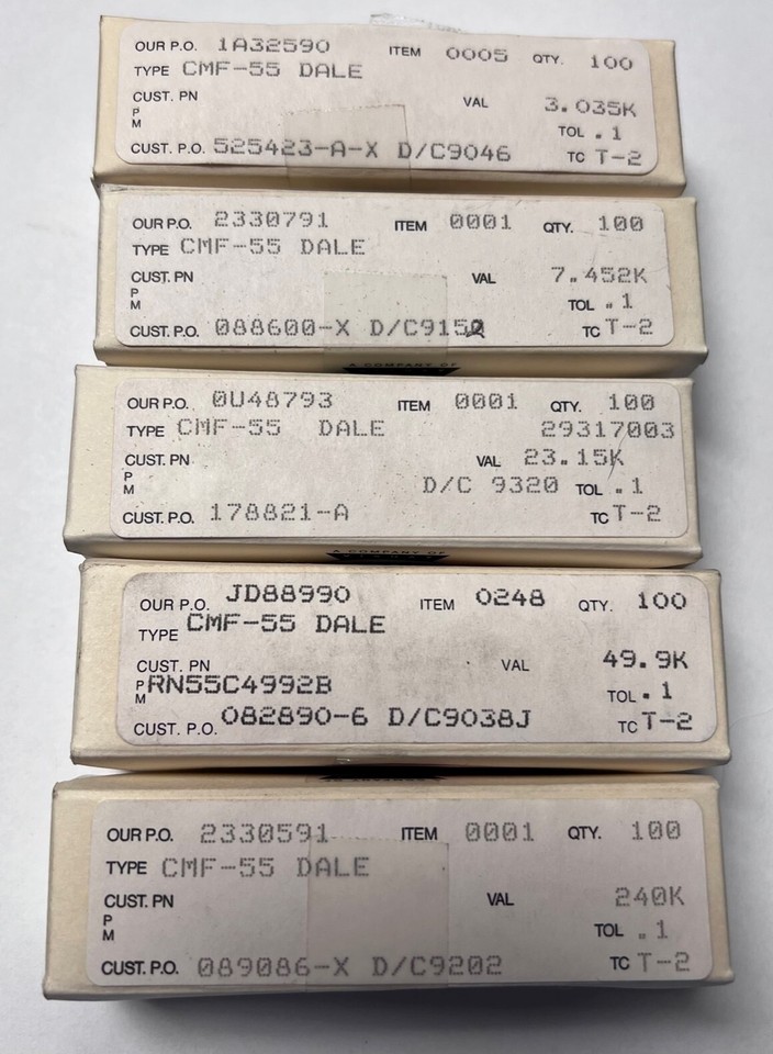 Vishay / Dale High Precision Metal Film Resistors - .1% Tolerance CMF55 ...