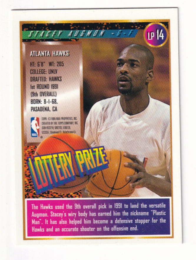 1994-95 Topps Finest Lottery Prize #LP 14 Stacey Augmon Peel Intact ...