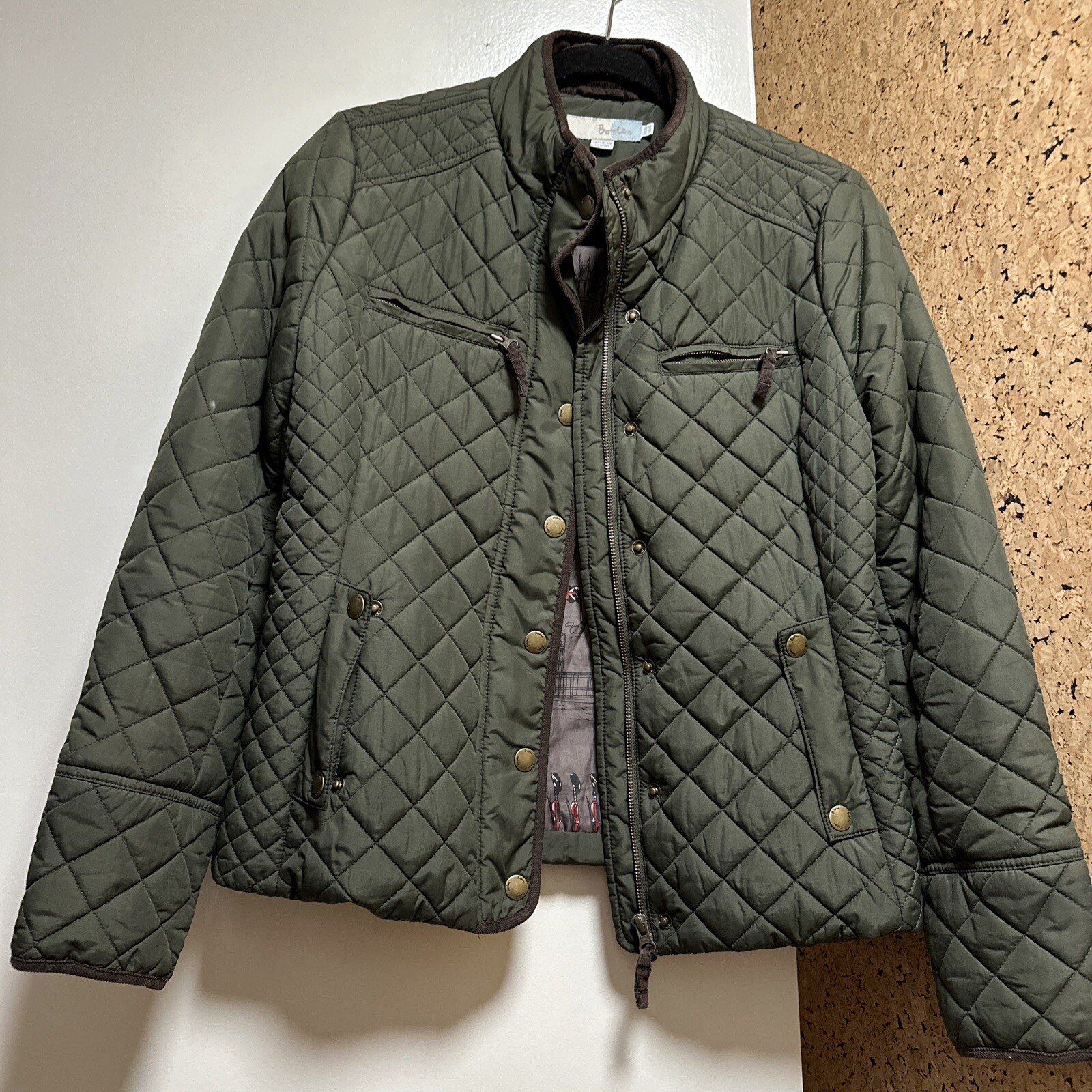 Boden Military Quilted Snap Jacket London Print Linin… - Gem