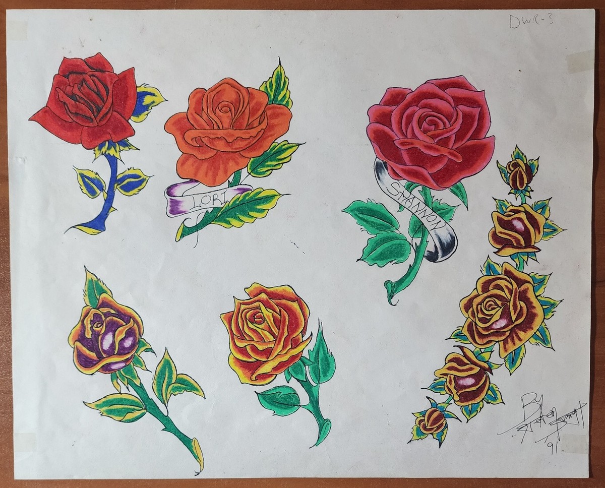 Traditional Rose Flash Sheet Rose Pearl Tattoo Gallery Heres The