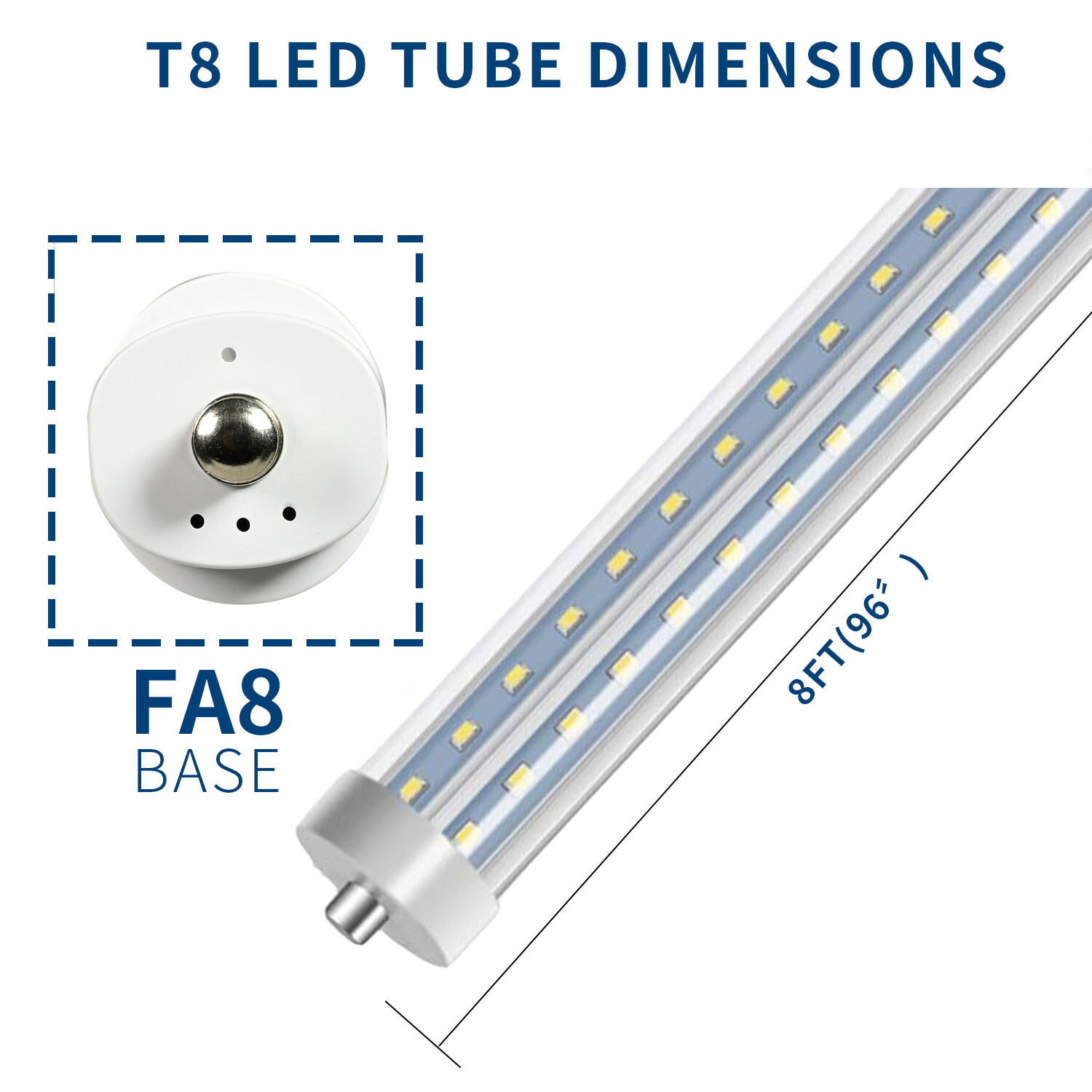 Bulbs Fa8 Single Pin 8 foot LED Tube Light 45W 90W 6500K 8 foot LED ...