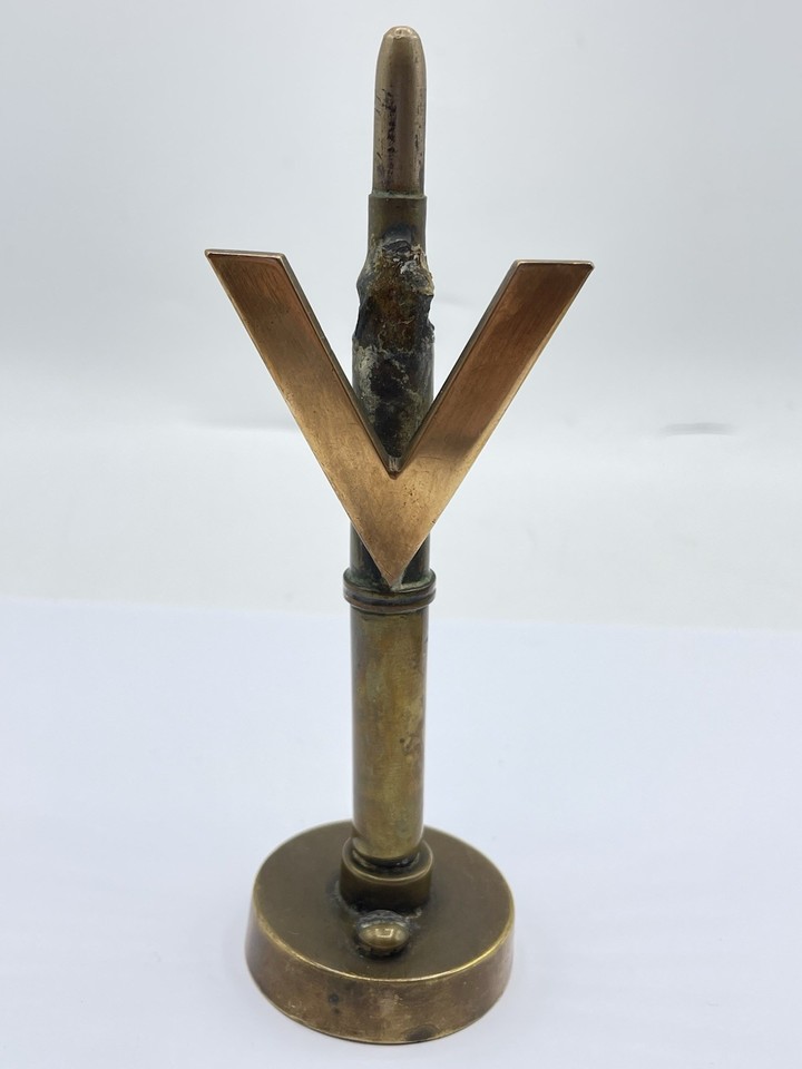 WW1 Period British Brass & Copper Trench Art V For Victory Table Sign ...
