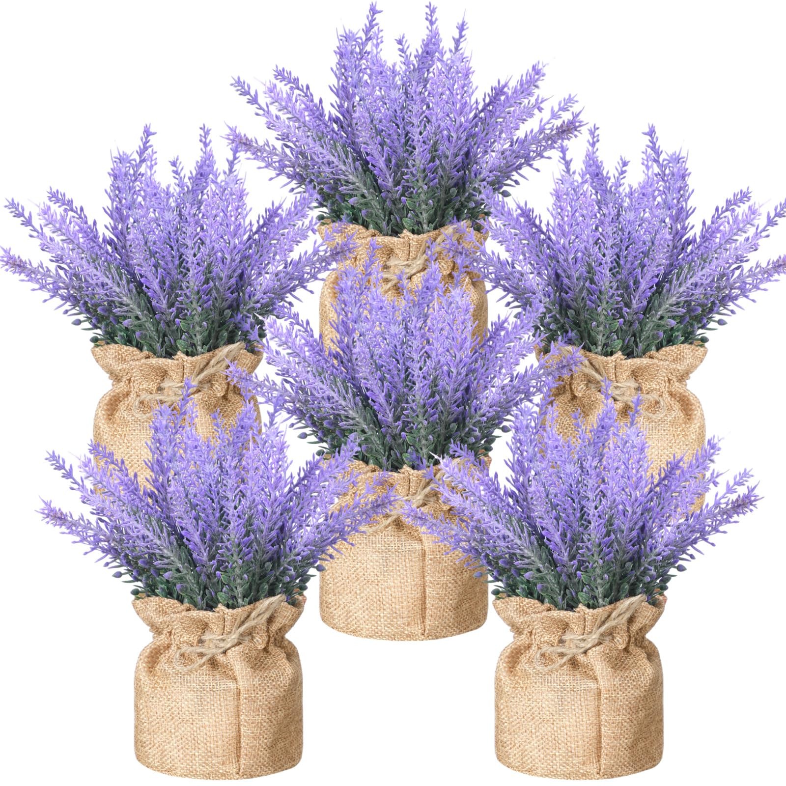6 Pack Fake Lavender Plant Small Artificial Lavender Flowers Decor ...