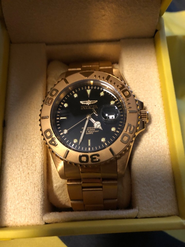 Men’s Invicta Watch Lot & Flag - Automatic Gold Green Black See ...